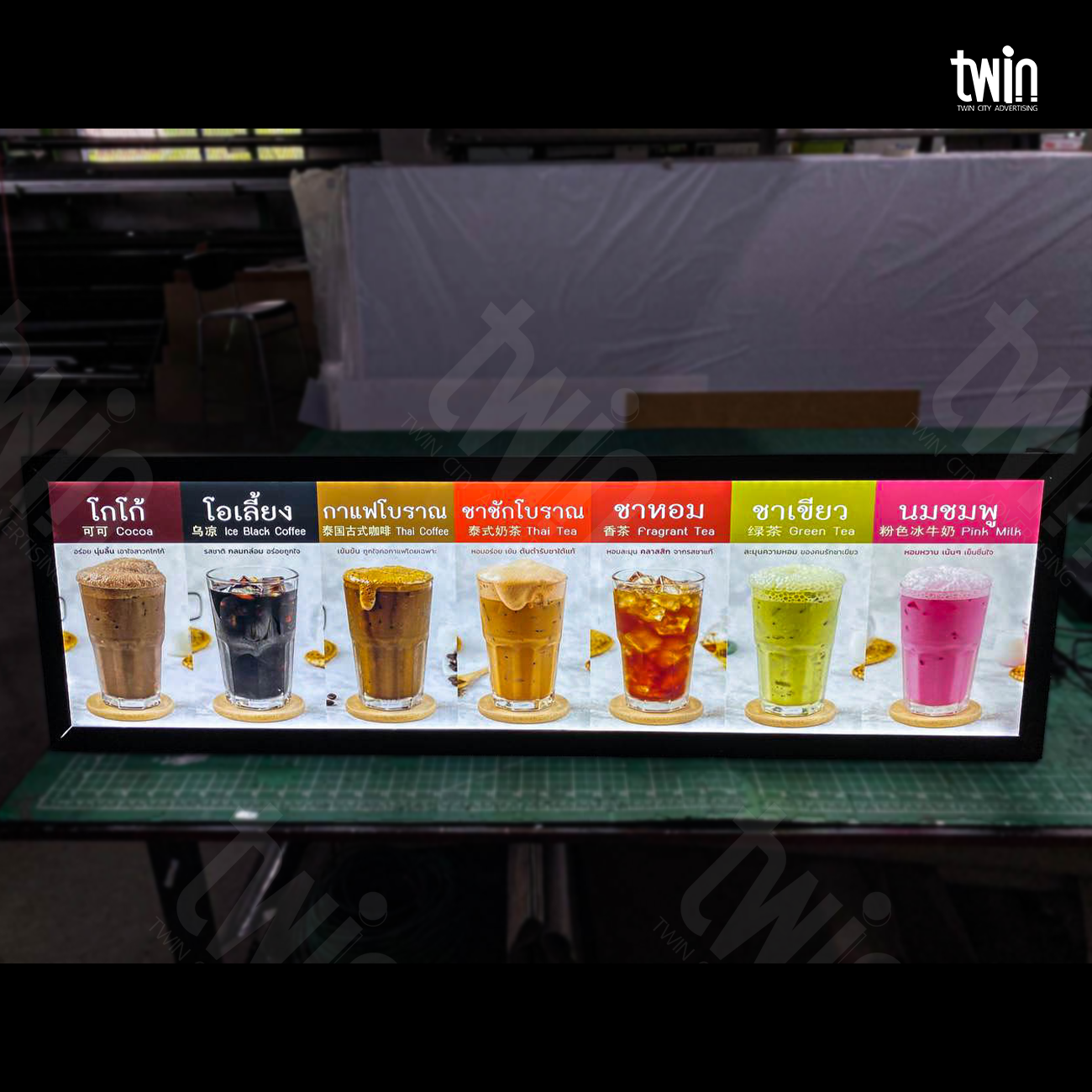 ป้ายไฟ Led Slim Light box ขนาด 100x30 cm เฟรมหน้าเรียบ 2.5 cm | LINE ...