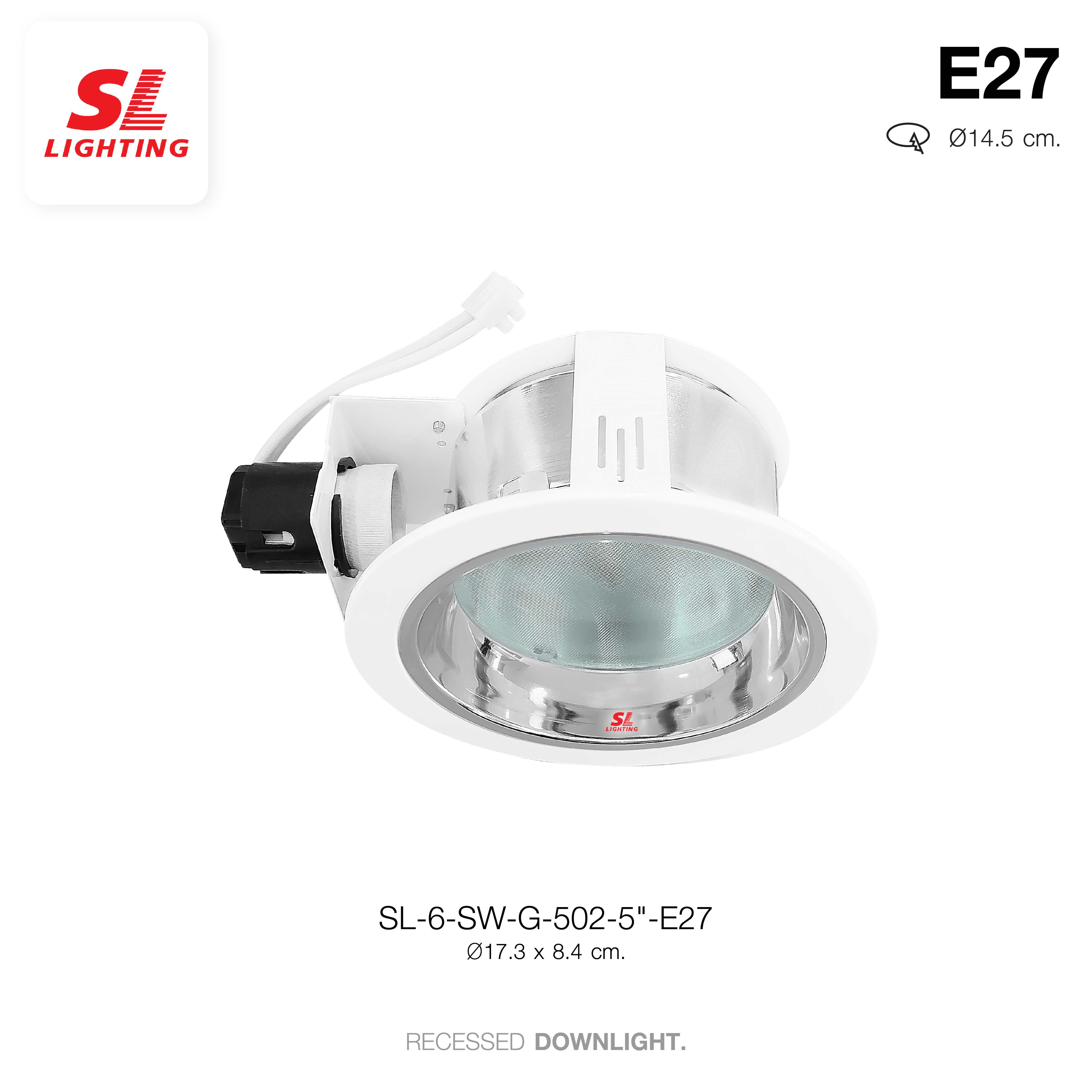 SL LIGHTING | Recesed Downlight โคมไฟดาวน์ไลท์ฝังฝ้า กระจกหน้าลึก ขั้วE27 รุ่น SL-6-SW-G-502- 5 ...