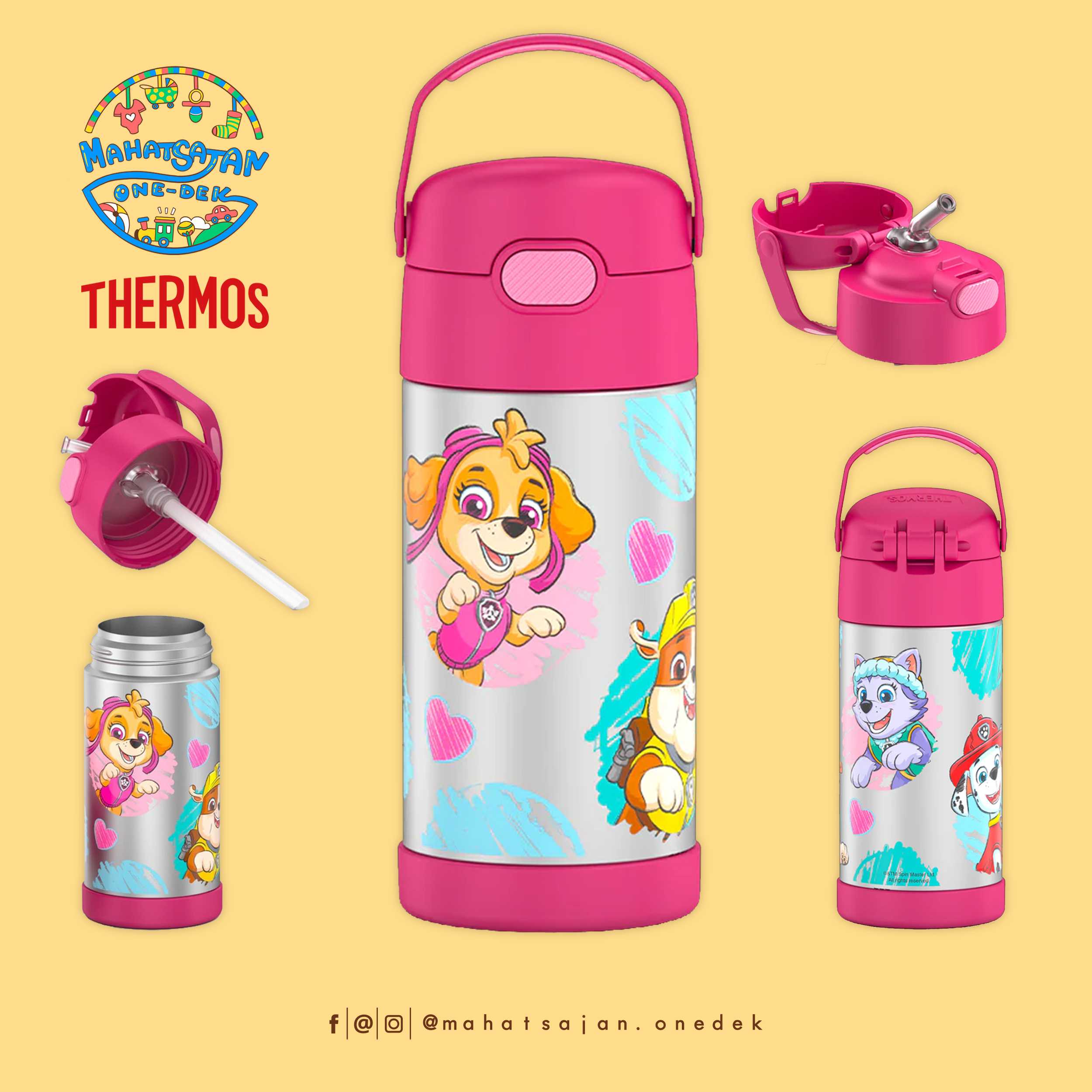 Paw Patrol Skye Thermos Vacuum Insulated Stainless Steel 12 Oz Funtainer กระติกดูดน้ำแตนเลส ...