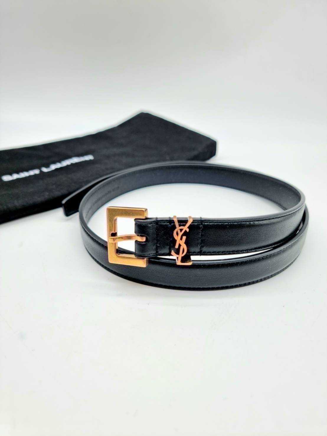 New YSL Belt 2cm เข็มขัดysl หัวทองvintage | LINE SHOPPING