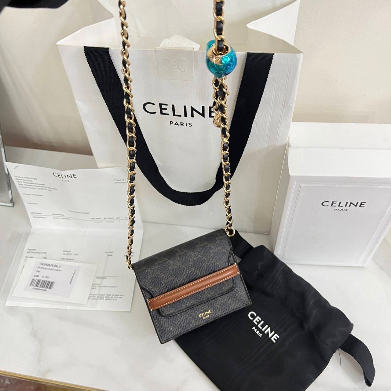 Celine Card holder canvas tan Y22 | LINE SHOPPING