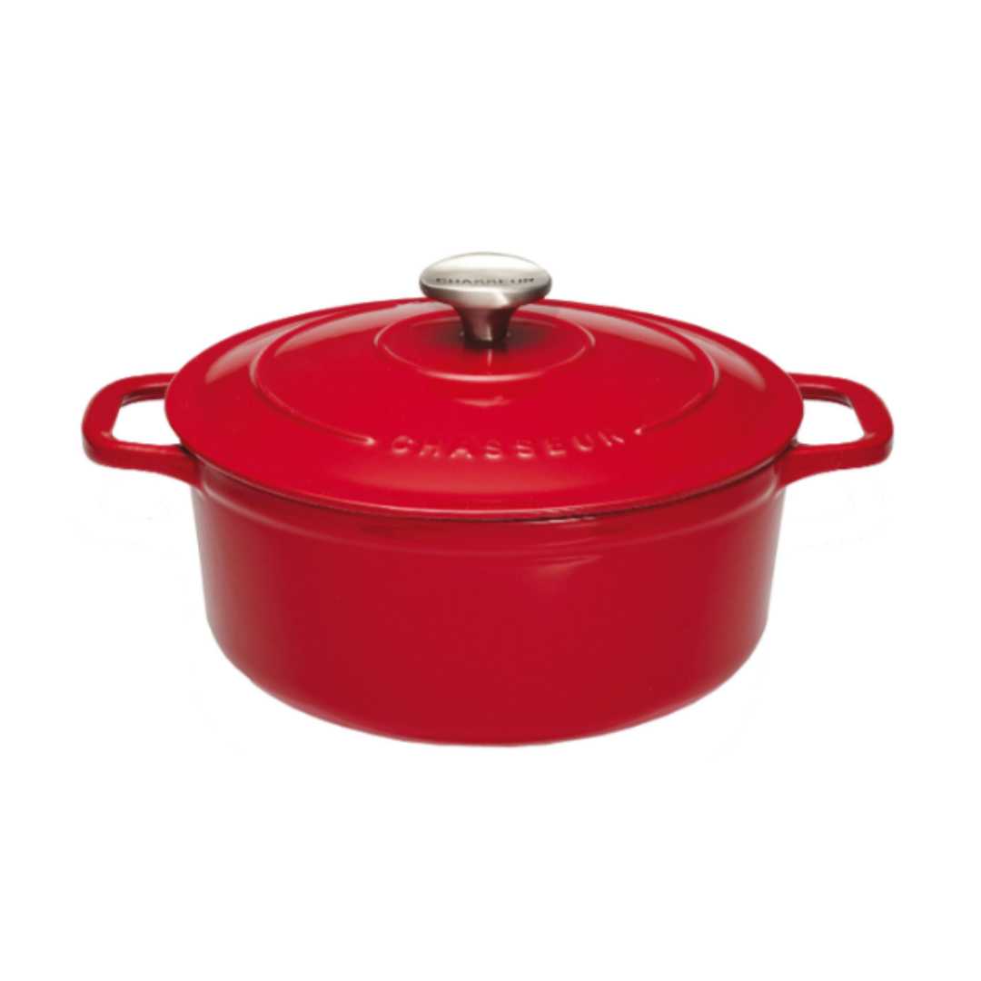 071096 LE CHASSEUR ROUND CASSEROLE DISH WITH LID RED 18 CM | LINE SHOPPING