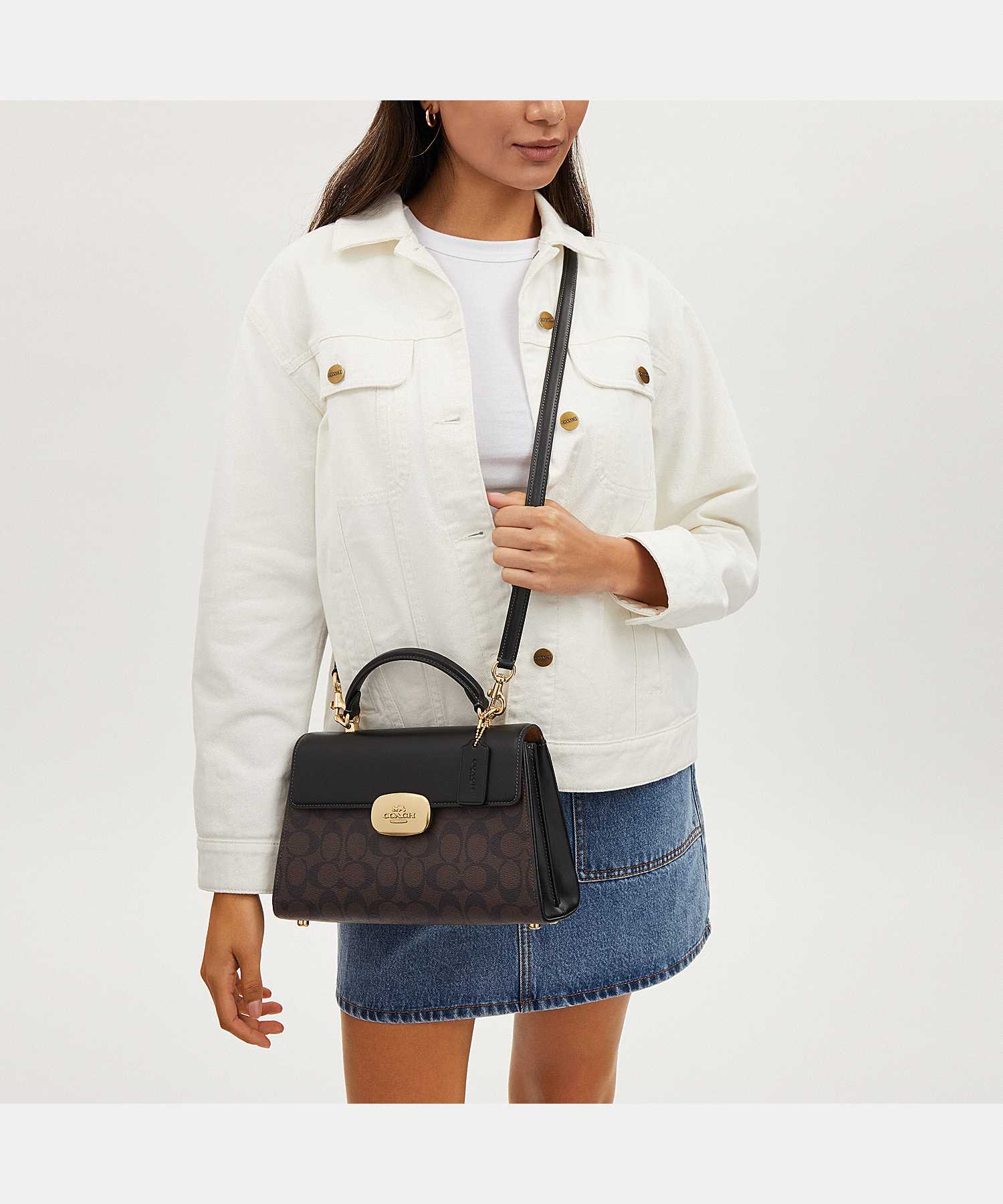 COACH ELIZA TOP HANDLE IN SIGNATURE CANVAS CP007 IMAA8 | LINE SHOPPING