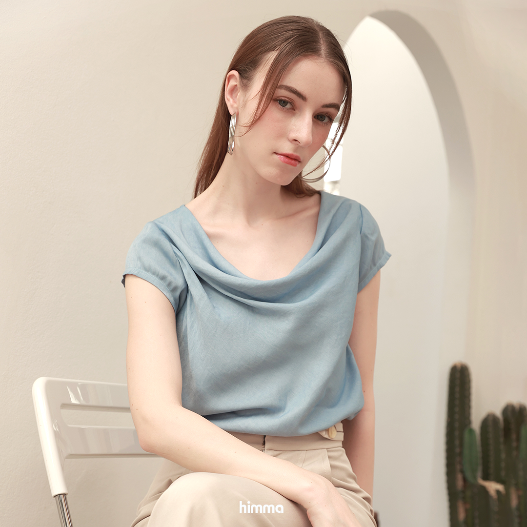 himma Sue Longsleeves Blouse เสื้อคอถ่วง แขนยาว ปลายแขนติดกระดุม 2 เม็ด | LINE SHOPPING