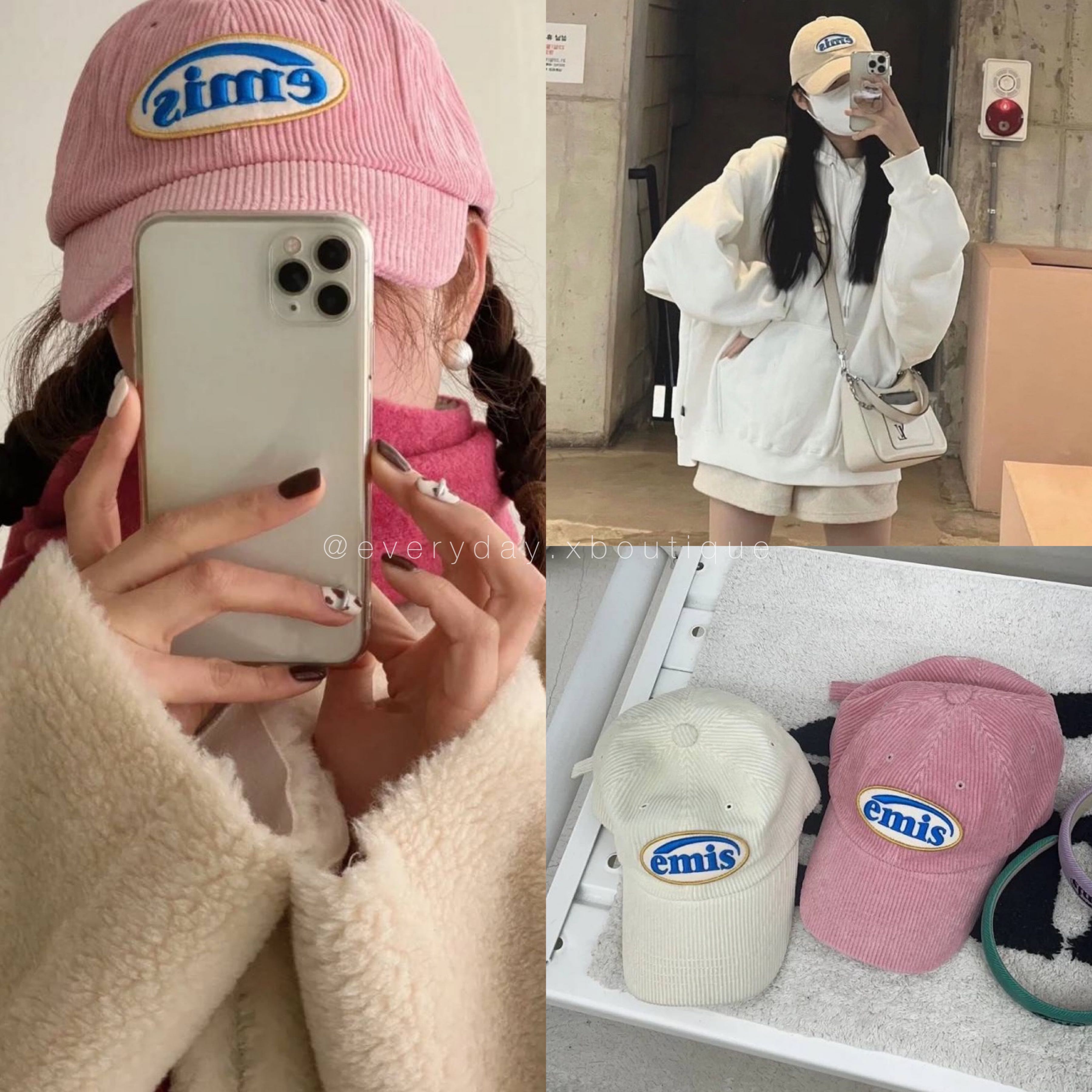 Emis cap🫶🏻 (390฿) หมวกแบรนด์ดัง ดาราเซเลบใส่กันเยอะมากคะ ดีเทลน้องเป็นผ้าลูกฟูกนะคะ ทรงสวย ...