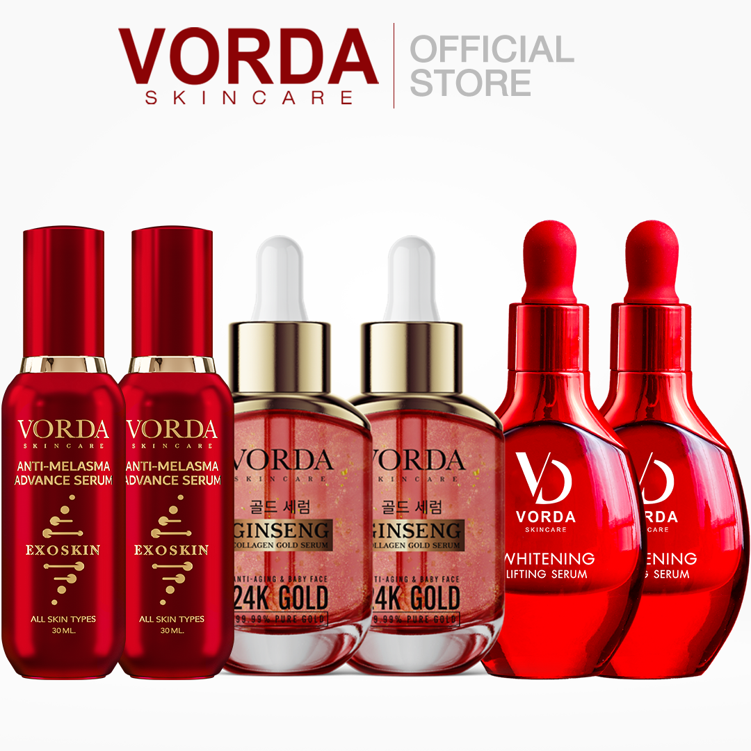 [ เซต 6 ขวด ] VORDA EXOSKIN SERUM 2 ขวด + เซรั่มโสมคอลลาเจนทองคำ 2 ขวด + เซรั่มลดริ้วรอย 2 ขวด ...