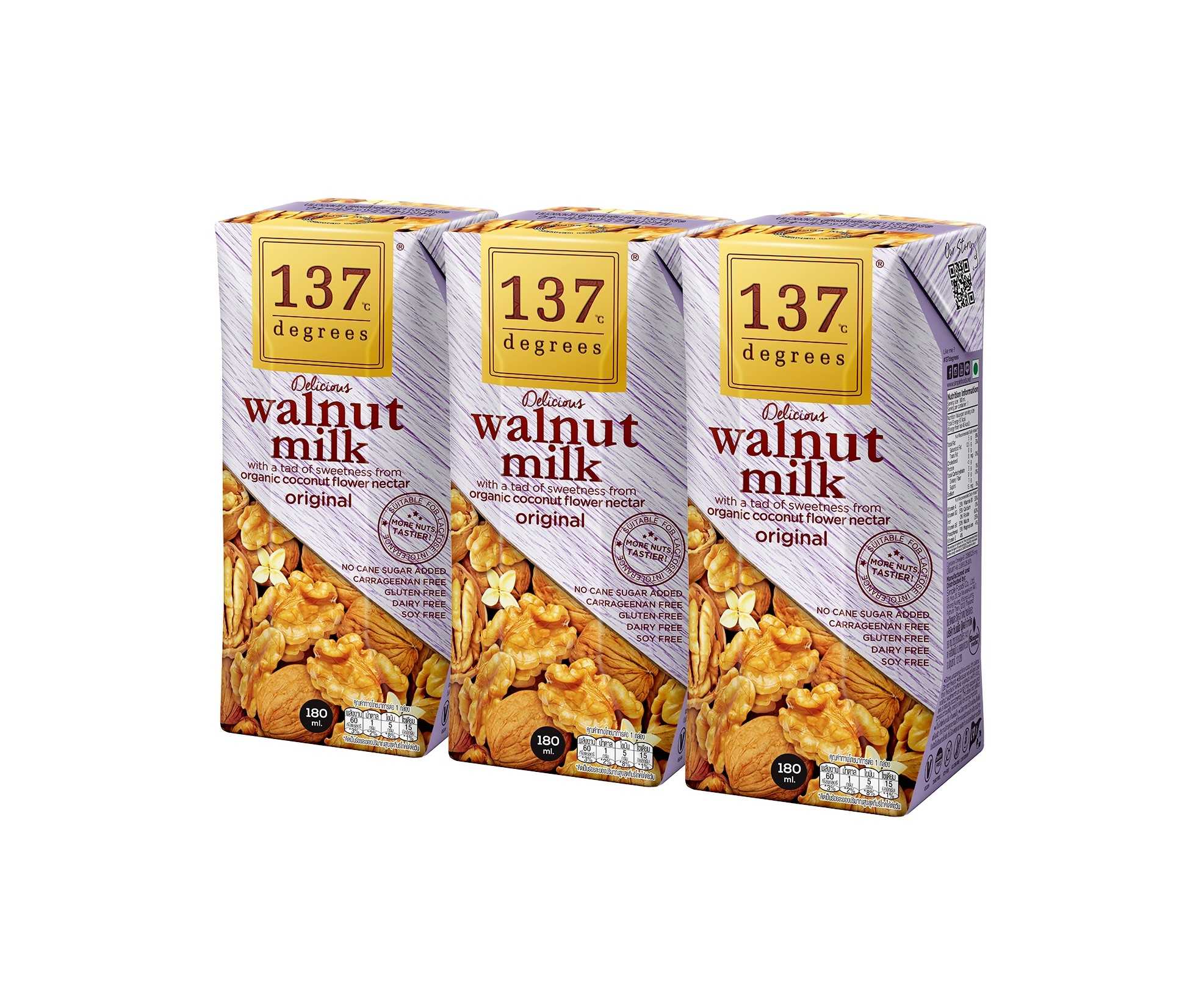(ยกลัง) 137 ดีกรี นมวอลนัทสูตรดั้งเดิมขนาด180mlx pack of 3x12(Walnut ...